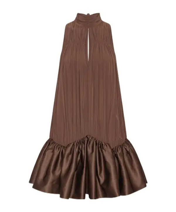 ROTATE BY BIRGER CHRISTENSEN Gathered Bow Mini Dress - Dark Brown