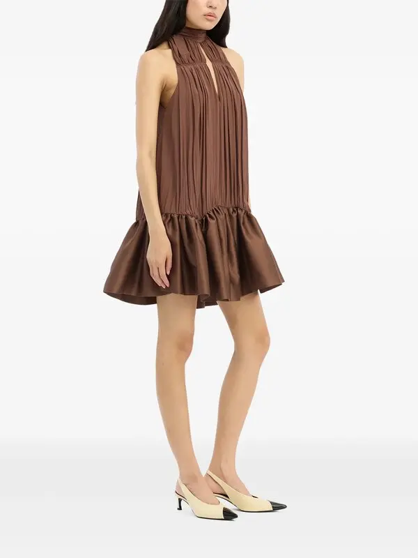 ROTATE BY BIRGER CHRISTENSEN Gathered Bow Mini Dress - Dark Brown