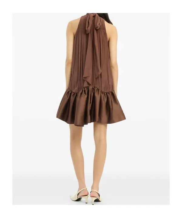 ROTATE BY BIRGER CHRISTENSEN Gathered Bow Mini Dress - Dark Brown