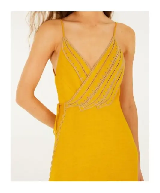 Farm Rio Embroidered Maxi Wrap Dress - Brown
