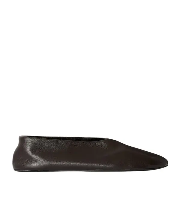 THE ROW Stella Leather And Shearling Flats