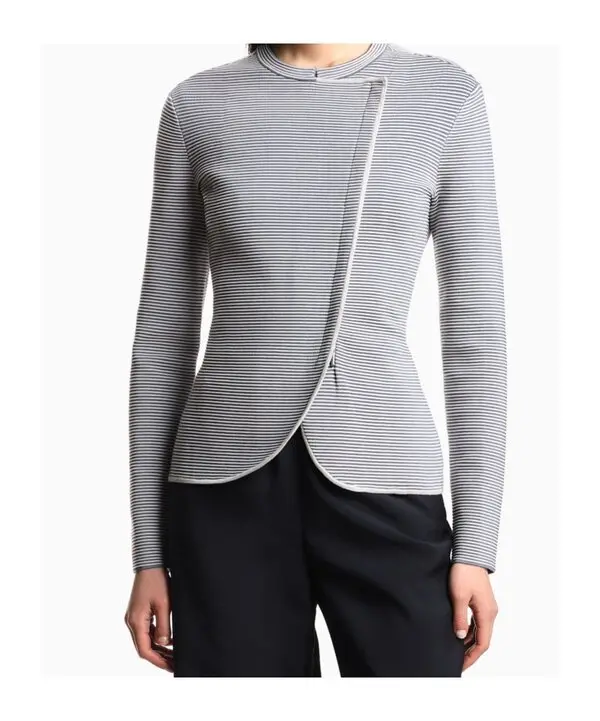 Emporio Armani Striped Crewneck Jacket