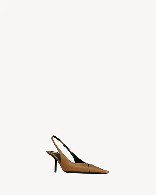 Saint Laurent Babylone 75 Slingback Pumps - Macadamia