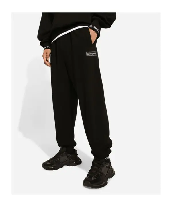 Dolce & Gabbana Logo Patch Drawstring Pants - Black