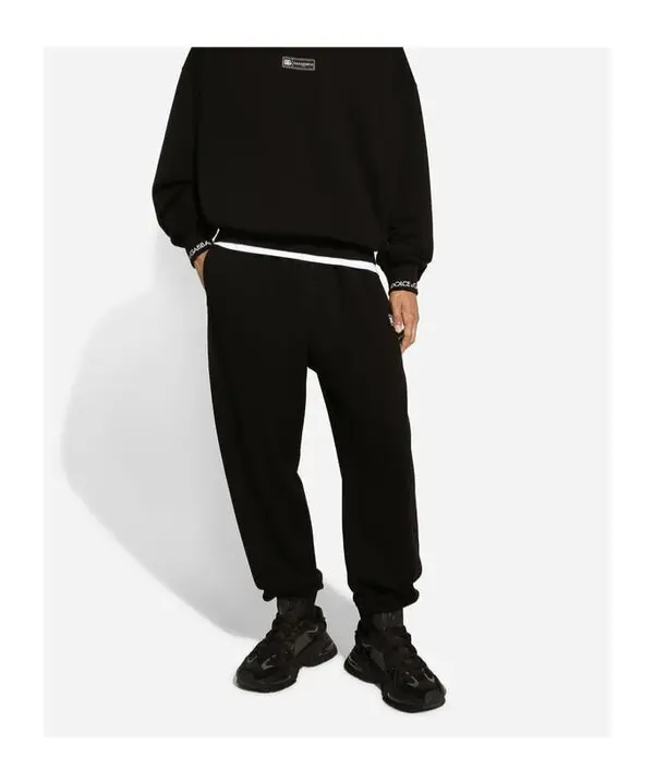 Dolce & Gabbana Logo Patch Drawstring Pants - Black