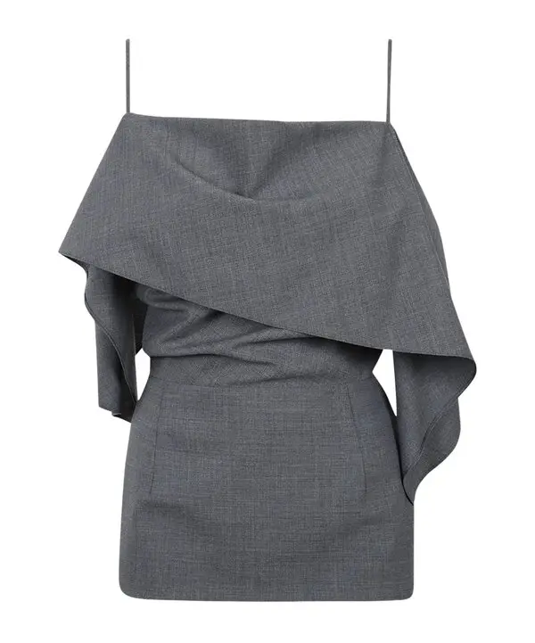 MAISON MARGIELA Sleeveless Ruffled Strap Top - Grey