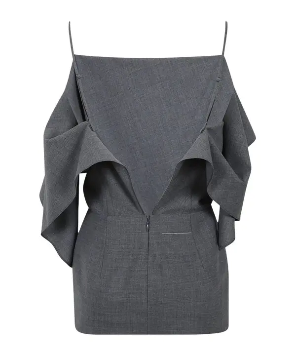 MAISON MARGIELA Sleeveless Ruffled Strap Top - Grey