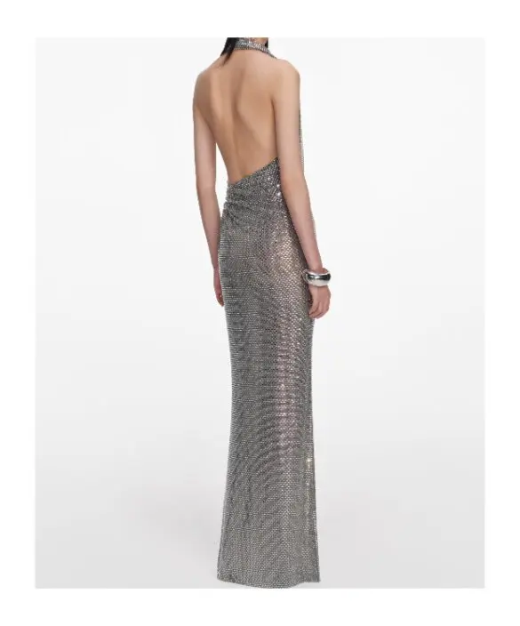 SELF-PORTRAIT Halterneck Maxi Dress With Backless Cut
