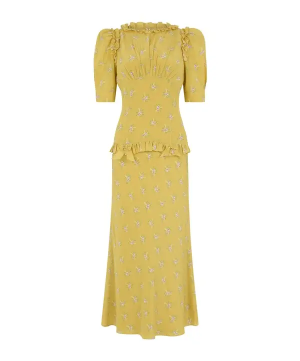 Alessandra Rich Ruffled Floral Silk Dress