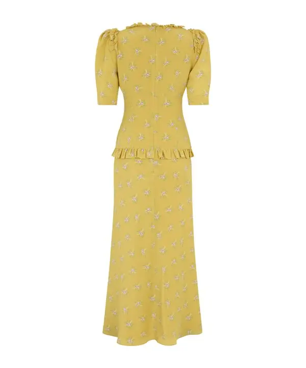 Alessandra Rich Ruffled Floral Silk Dress