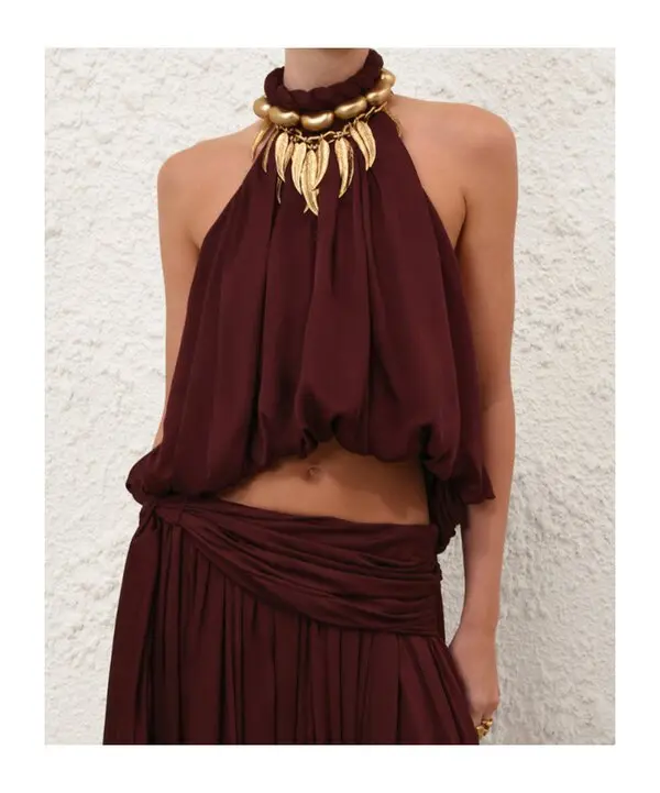 Zimmermann Luna Billow Halter Top - Grape Color