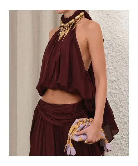 Zimmermann Luna Billow Halter Top - Grape Color