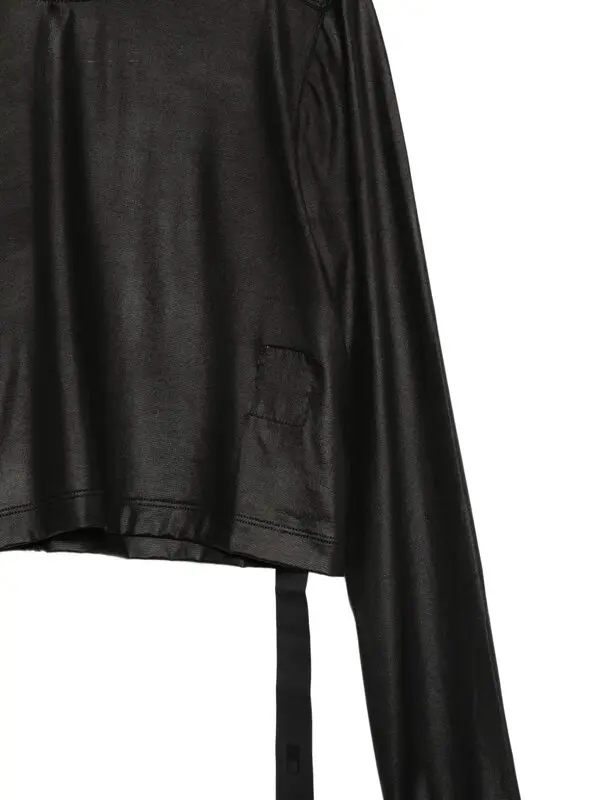Rick Owens Long Sleeve Cropped Top With Draped Detail