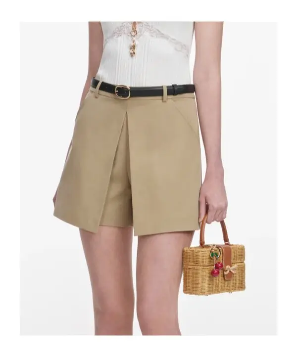 SELF-PORTRAIT Belted Pleated Shorts