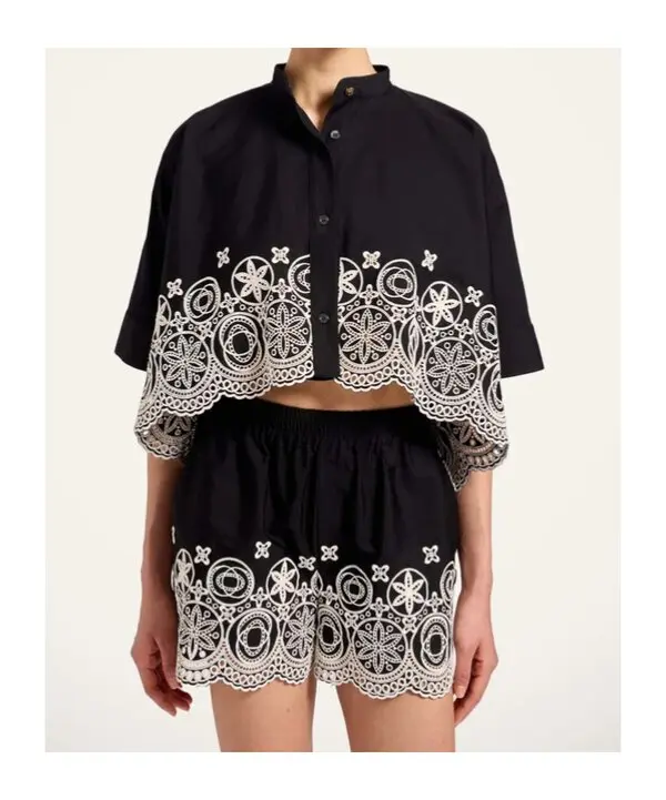 La DoubleJ Embroidered Cropped Shirt