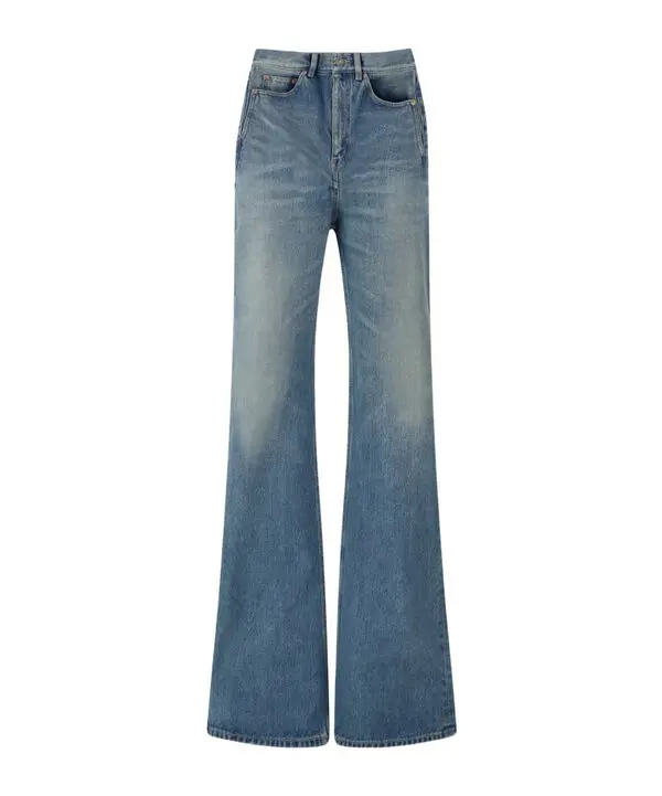 Saint Laurent Logo Patch Straight Leg Jeans
