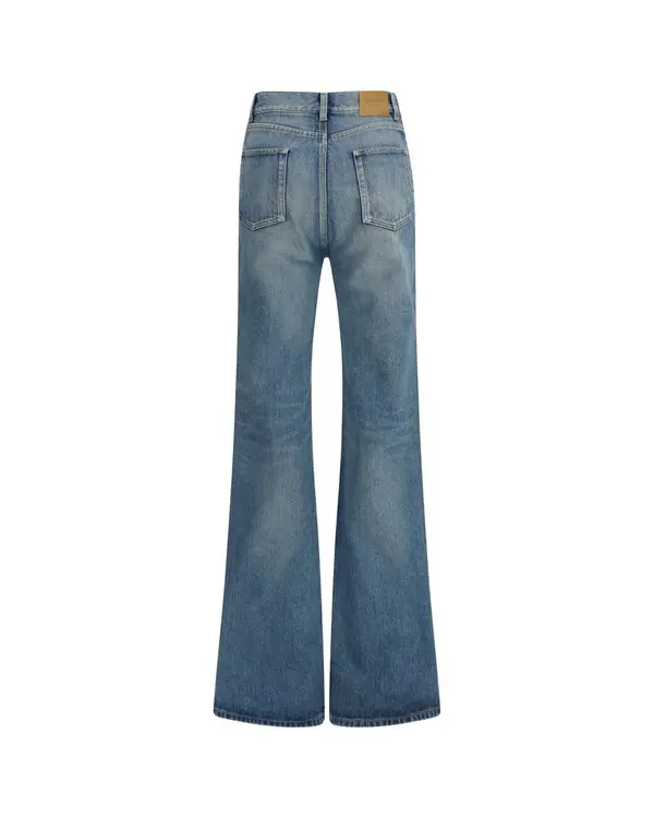Saint Laurent Logo Patch Straight Leg Jeans