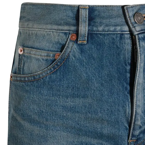 Saint Laurent Logo Patch Straight Leg Jeans