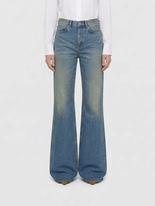 Saint Laurent Logo Patch Straight Leg Jeans