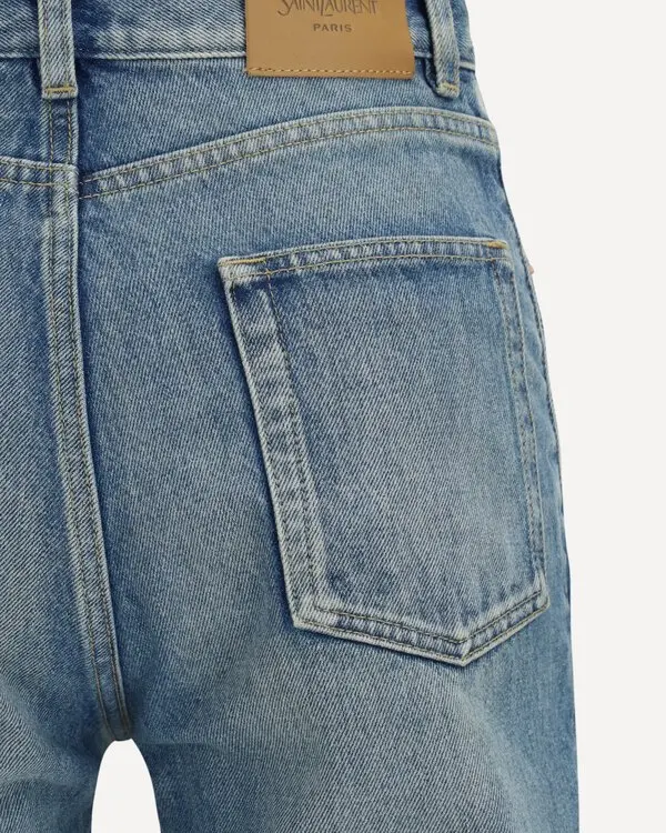 Saint Laurent Logo Patch Straight Leg Jeans