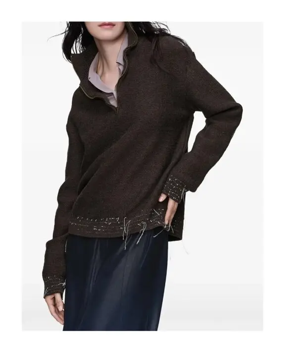 MAISON MARGIELA Half-zip Frayed Detail Jumper