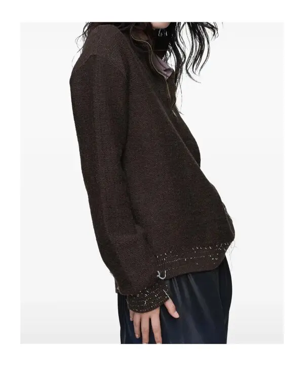 MAISON MARGIELA Half-zip Frayed Detail Jumper