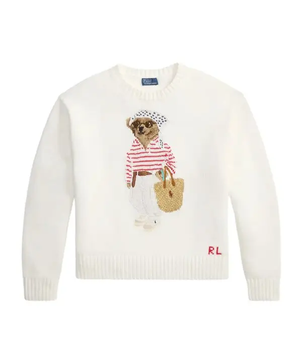 Polo Ralph Lauren Polo Bear Crewneck Knitted Sweater - White