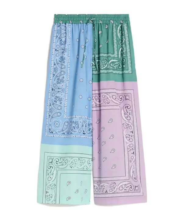Max Mara Patchwork Bandana Print Cotton Poplin Trousers