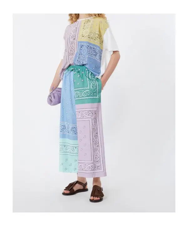 Max Mara Patchwork Bandana Print Cotton Poplin Trousers