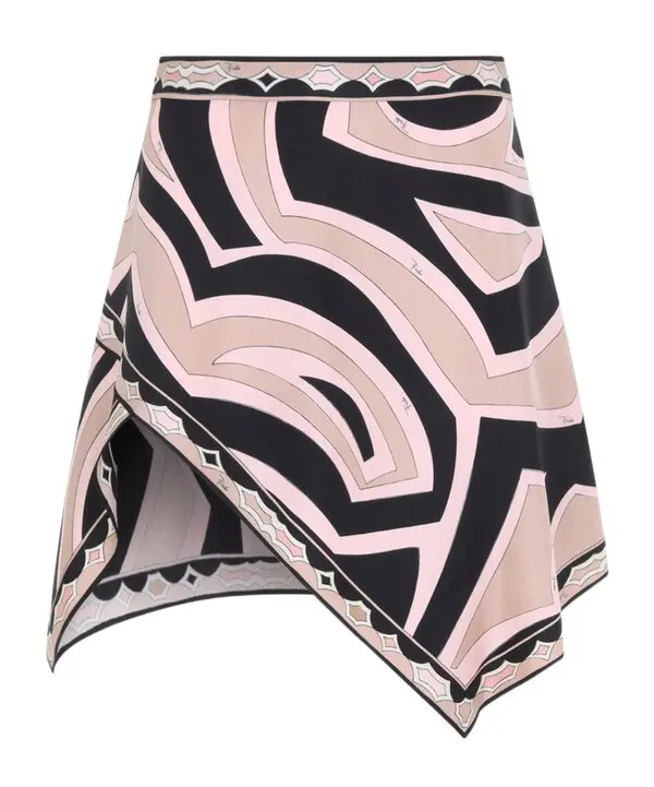 Emilio Pucci Printed Asymmetric Mini Skirt - Black