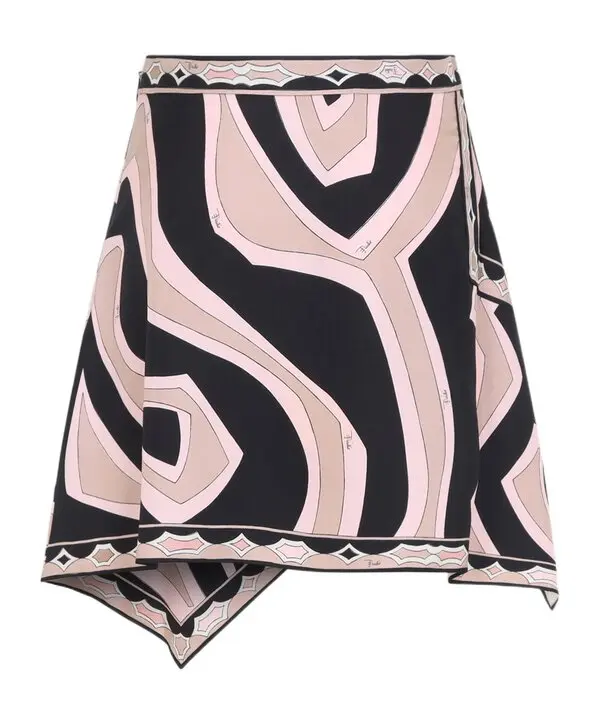 Emilio Pucci Printed Asymmetric Mini Skirt - Black