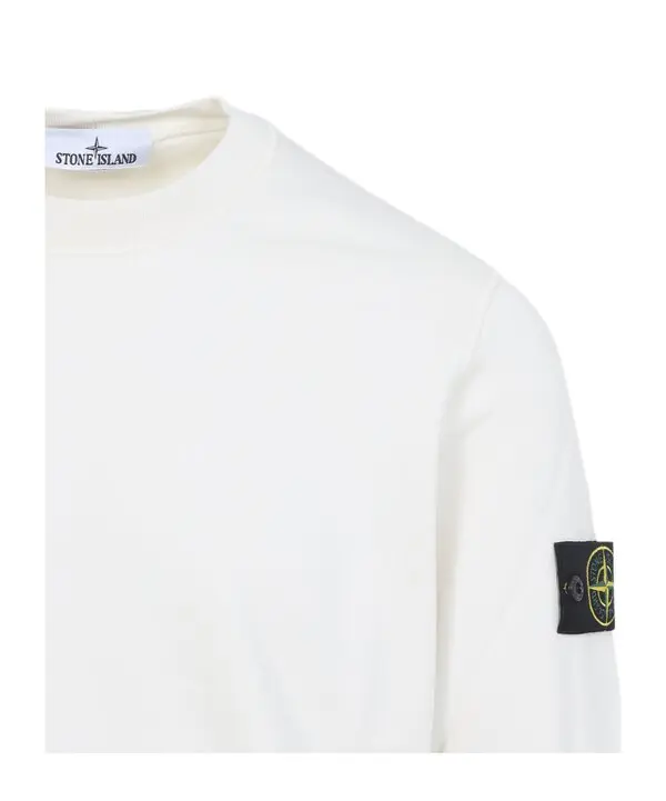 Stone Island Logo Patch Crewneck Sweatshirt - Ivory