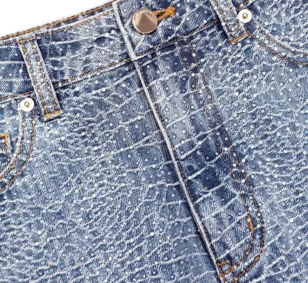 SELF-PORTRAIT Croc-embossed High-waisted Denim Shorts