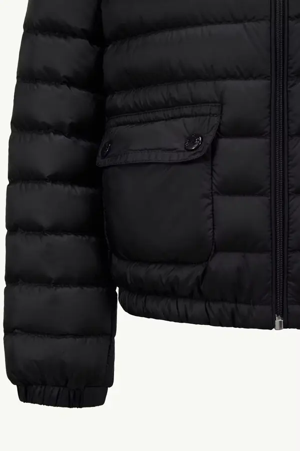 Moncler Lans Down Jacket With Stand Collar And Zip-up Closure - Black