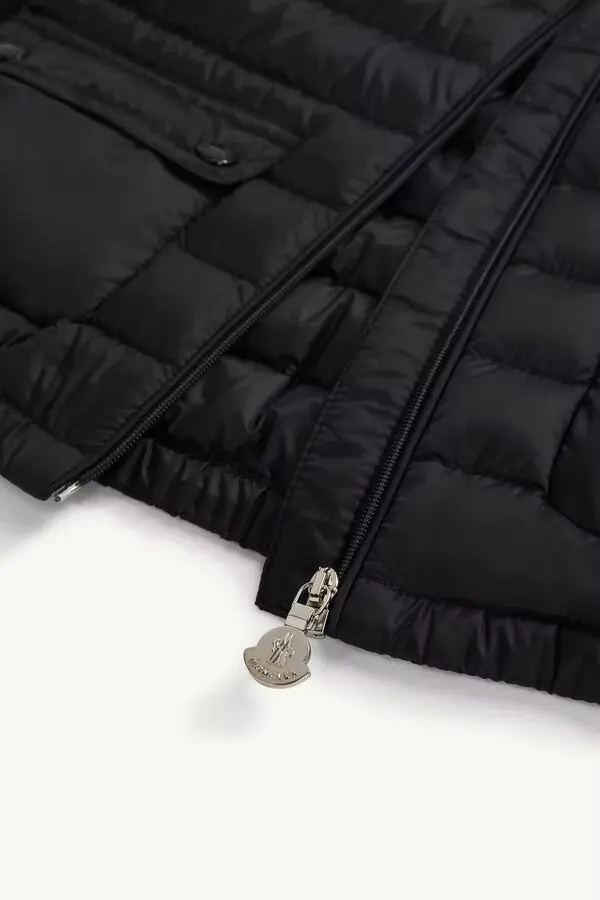 Moncler Lans Down Jacket With Stand Collar And Zip-up Closure - Black