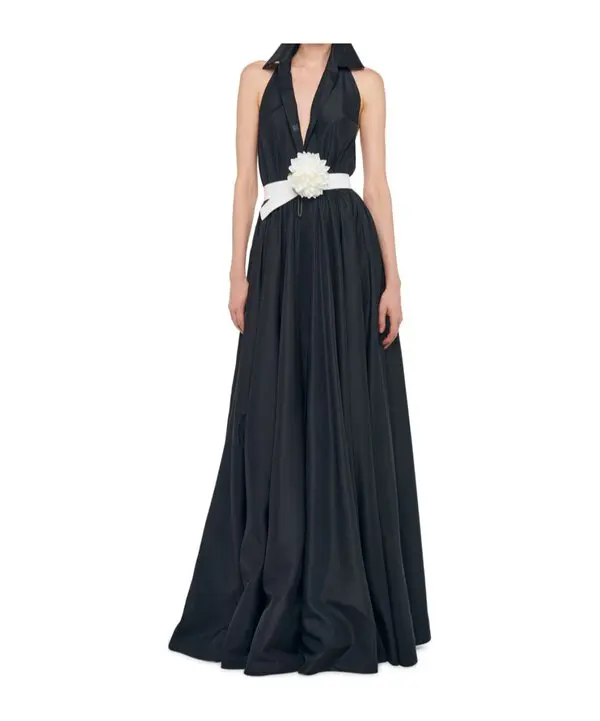 Norma Kamali Halterneck Belted Maxi Dress