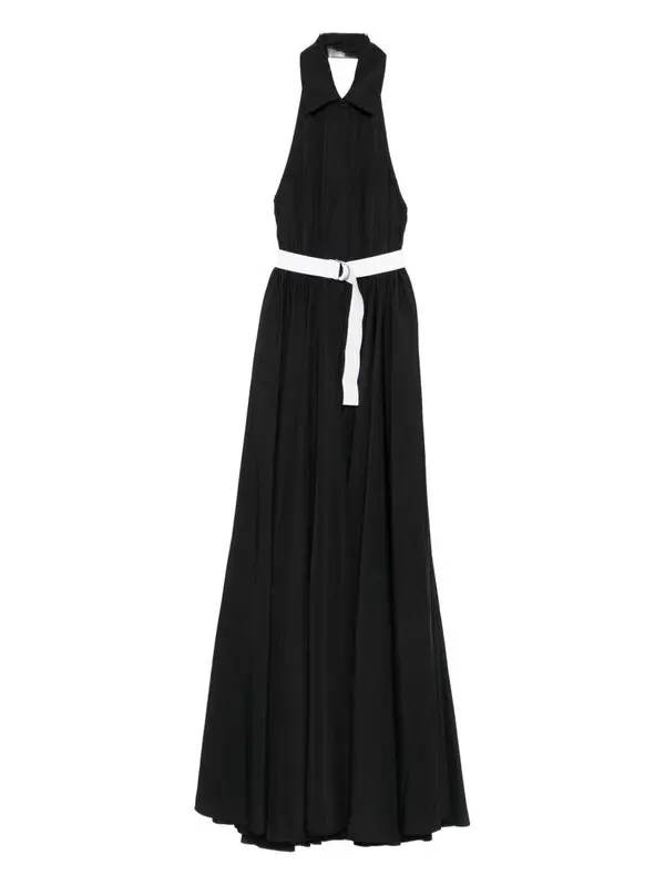 Norma Kamali Halterneck Belted Maxi Dress - Black