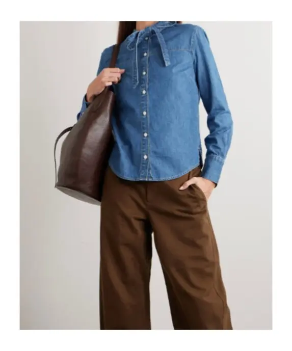 Veronica Beard Gabby Tie-detailed Denim Shirt