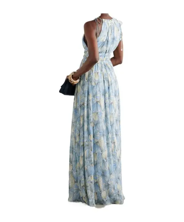 Veronica Beard Yardley Printed Sleeveless Ruffled Maxi Dress