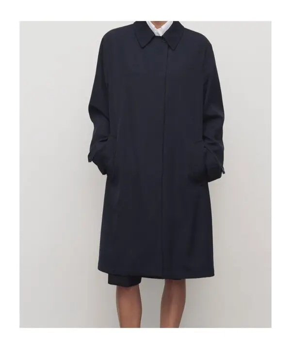 THE ROW Single-breasted Long Coat - Deep Navy Blue