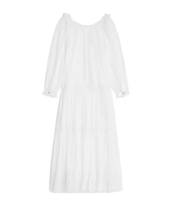 Celine Embroidered Folk Dress In Cotton Muslin