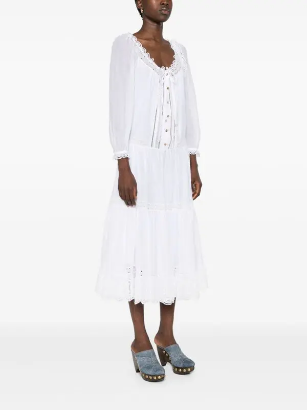 Celine Embroidered Folk Dress In Cotton Muslin