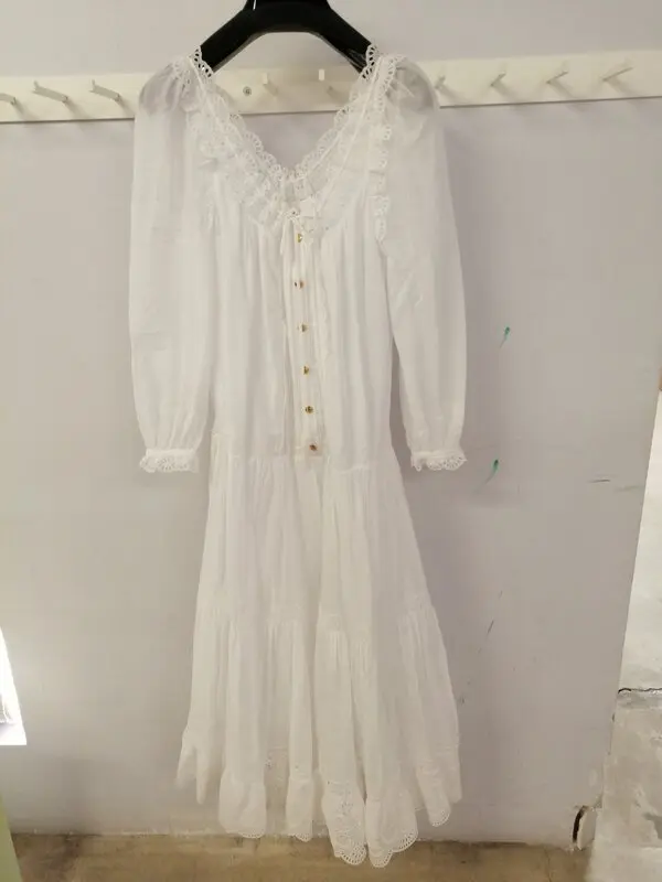 Celine Embroidered Folk Dress In Cotton Muslin