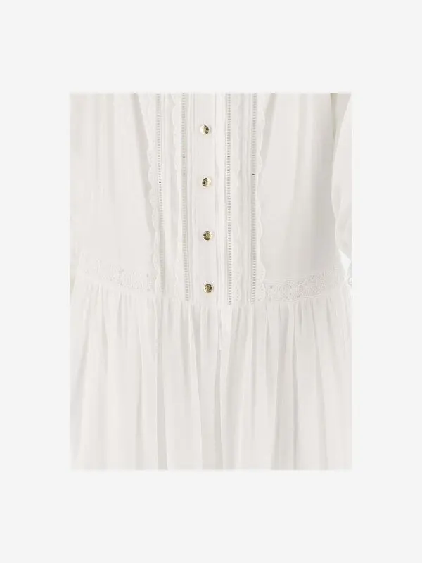 Celine Embroidered Folk Dress In Cotton Muslin