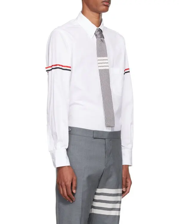 Thom Browne Rwb Stripe Button-up Shirt - White