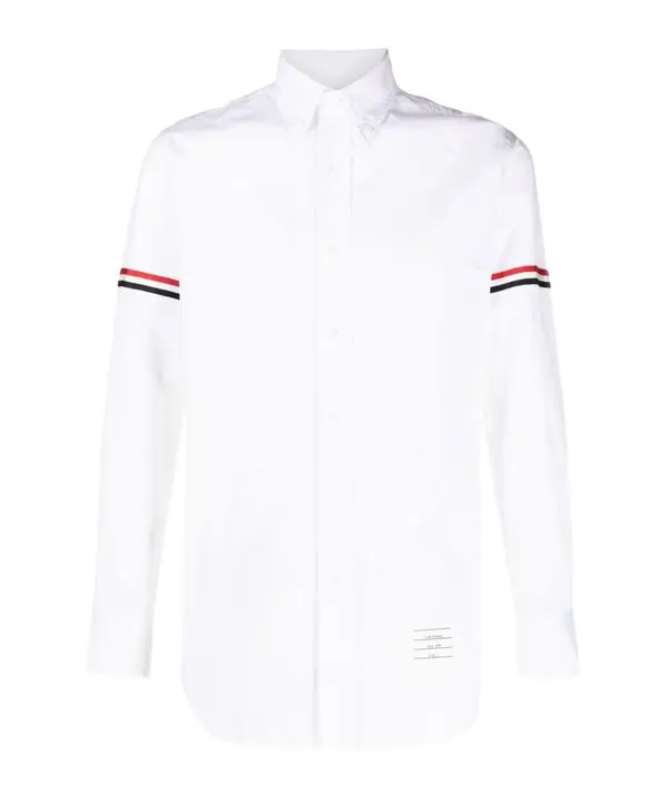 Thom Browne Rwb Striped Long-sleeved Shirt - White