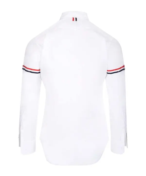 Thom Browne Rwb Striped Long-sleeved Shirt - White