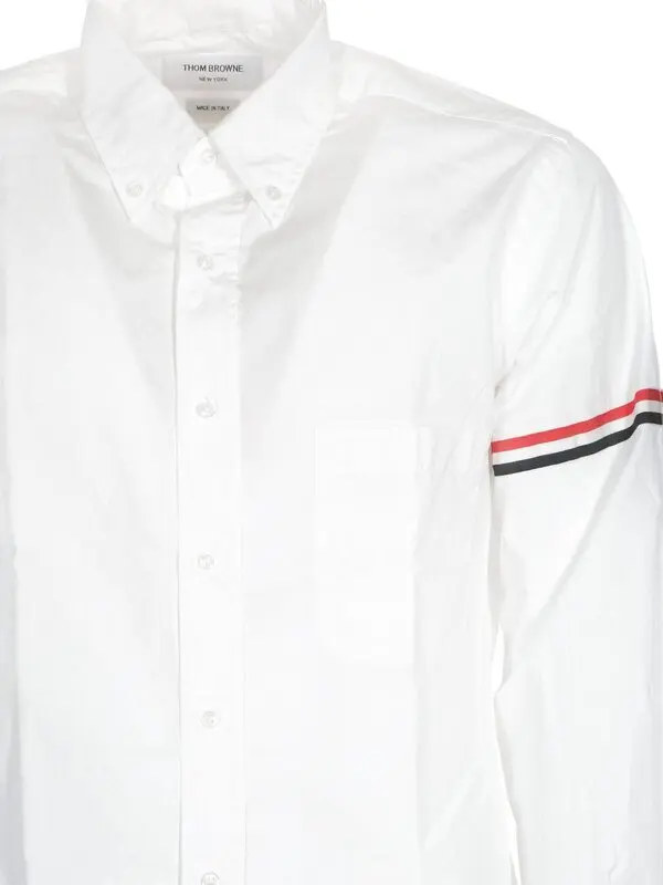 Thom Browne Rwb Striped Long-sleeved Shirt - White