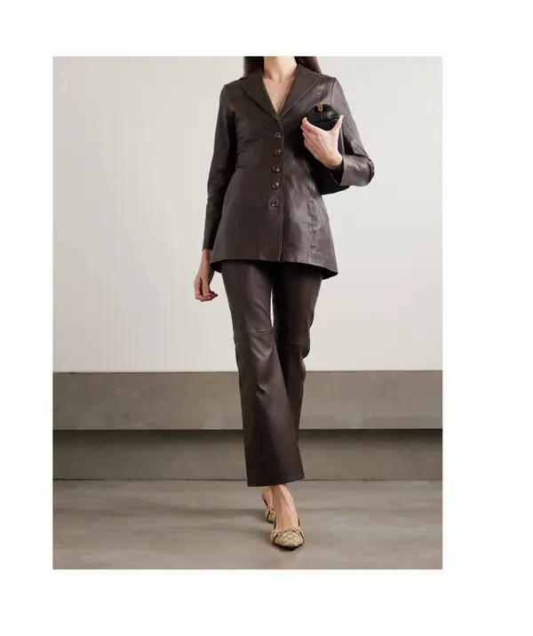 Nour Hammour Long-sleeved Leather Blazer