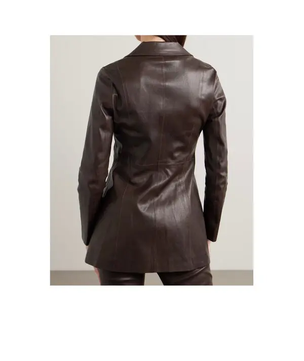 Nour Hammour Long-sleeved Leather Blazer